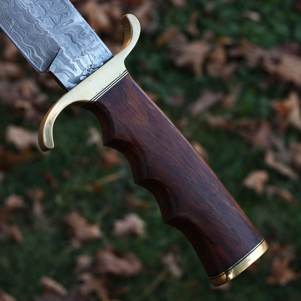 Custom Handmade Damascus Steel Bowie Knife Handle Rosewood With Beauti – NB CUTLERY LTD