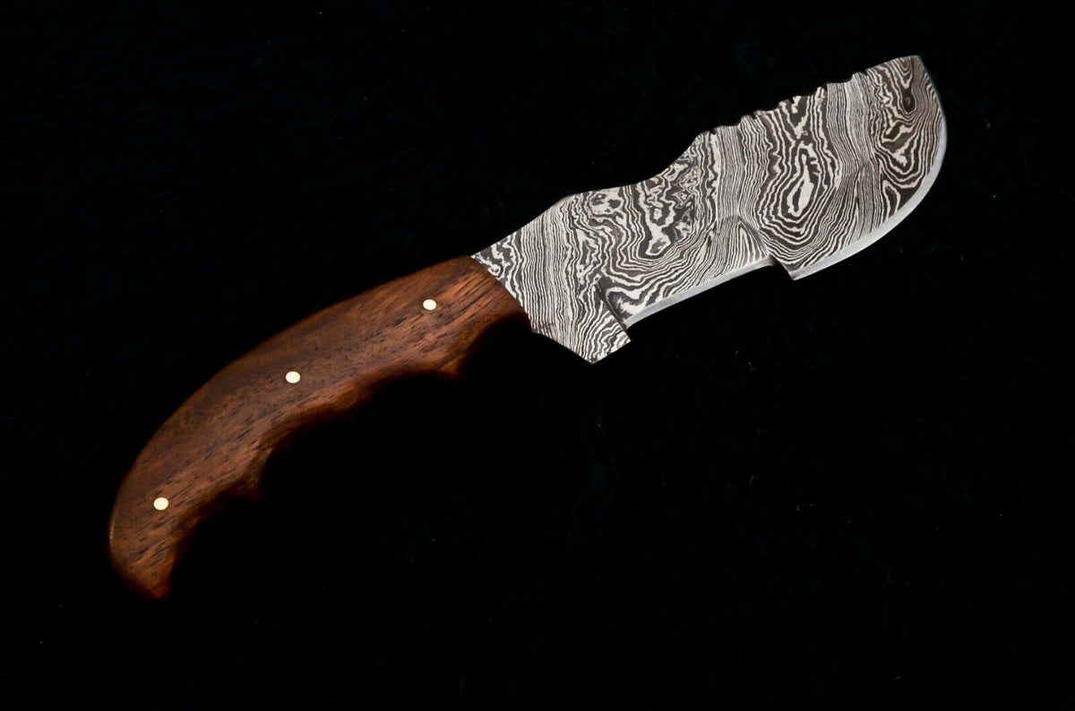 CUSTOM HANDMADE DAMASCUS STEEL HUNTING TRACKER KNIFE WITH LEATHER SHEA – NB CUTLERY LTD