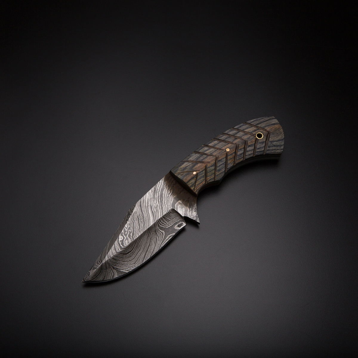 Custom Handmade Damascus Skinner Knife Handle Hard Wood With Leather S ...