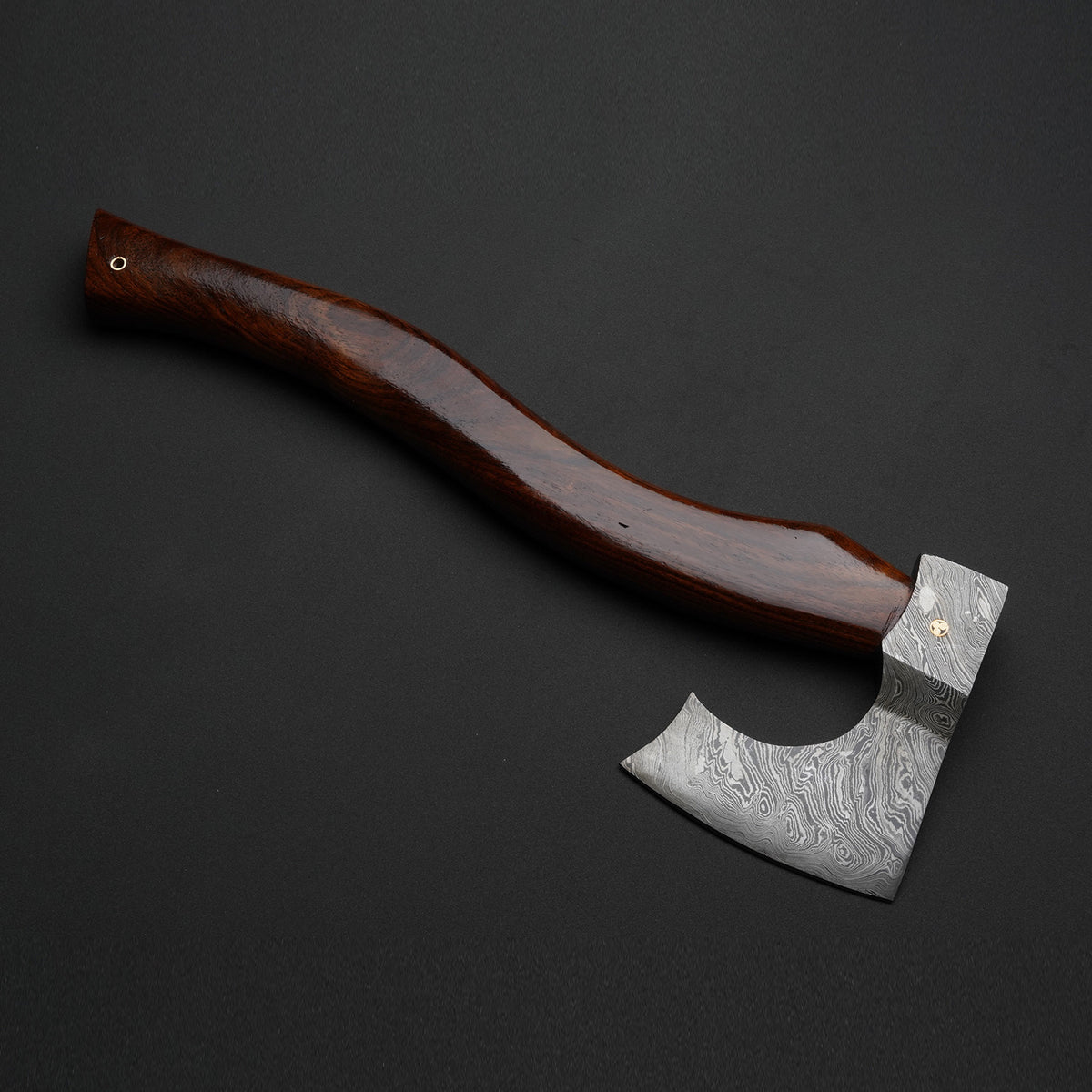 Custom Handmade Damascus Steel Beautiful Axe Handle Rose Wood With Lea ...