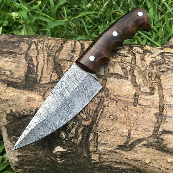 CUSTOM HANDMADE DAMASCUS GUTHOOK HUNTING KNIFE HANDLE ROSEWOOD – NB CUTLERY LTD