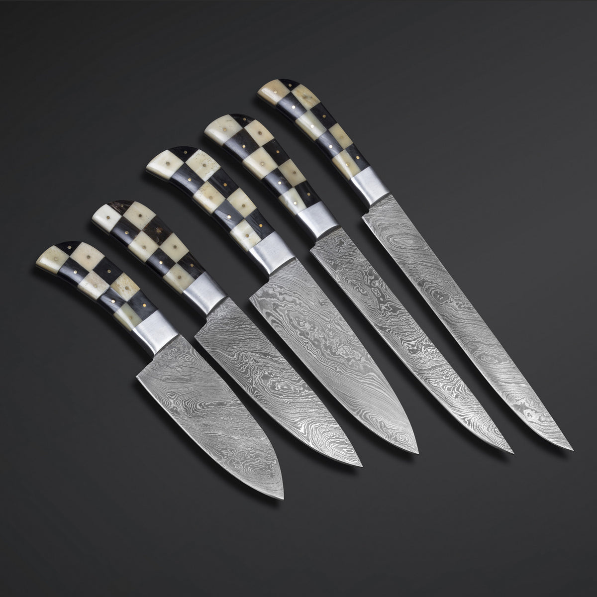 CUSTOM HANDMADE DAMASCUS 5 PCS CHEF SET WITH LEATHER ROLL KIT – NB ...