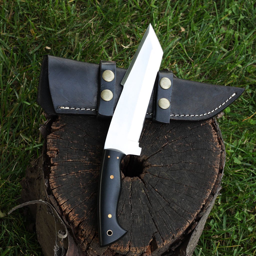 Custom Handmade D2 Steel Hunting knife Handle Micarta With Leather She ...