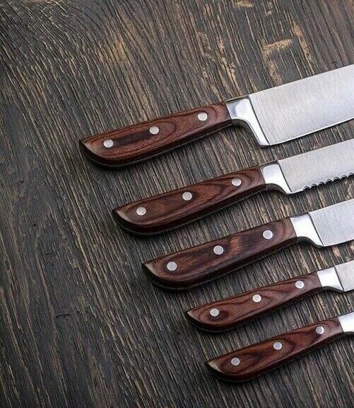 Custom--Handmade 5 pcs Chef Knife Kitchen set - Wood Handle – NB Knives