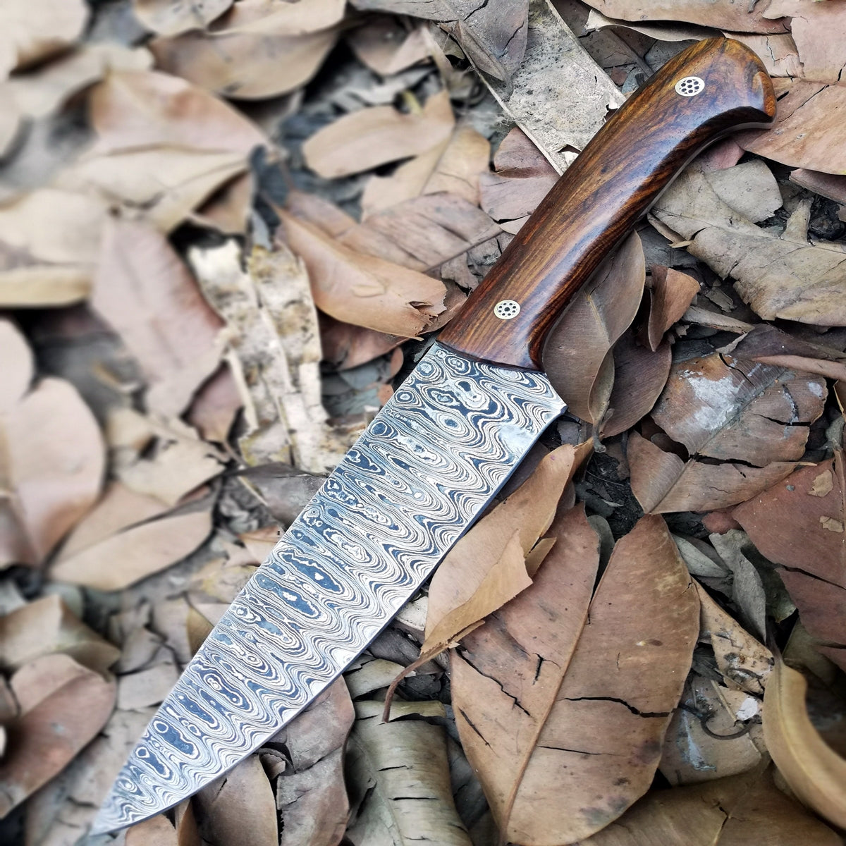 CUSTOM HANDMADE DAMASCUS CHEF KNIFE WITH LEATHER SHEATH – NB Knives