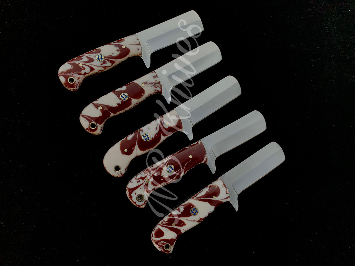 |NB KNIVES| CUSTOM HANDMADE LOT OF 5 COW BOY BULL CUTTER KNIVES WITH L ...