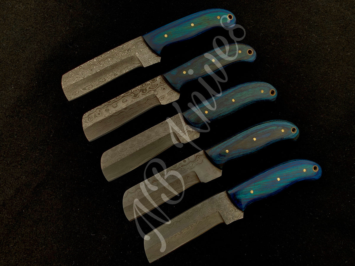 |NB KNIVES| CUSTOM HANDMADE LOT OF 5 COW BOY BULL CUTTER KNIVES WITH L ...