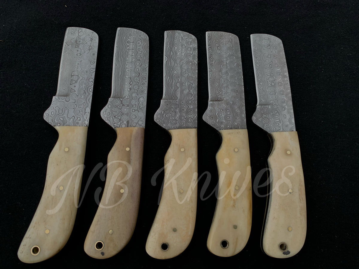 |NB KNIVES| CUSTOM HANDMADE LOT OF 5 COW BOY BULL CUTTER KNIVES WITH L ...