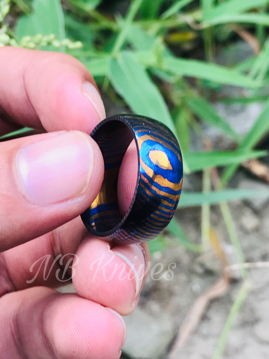 Titanium Zirconium Timascus Ring #2 – NB Knives