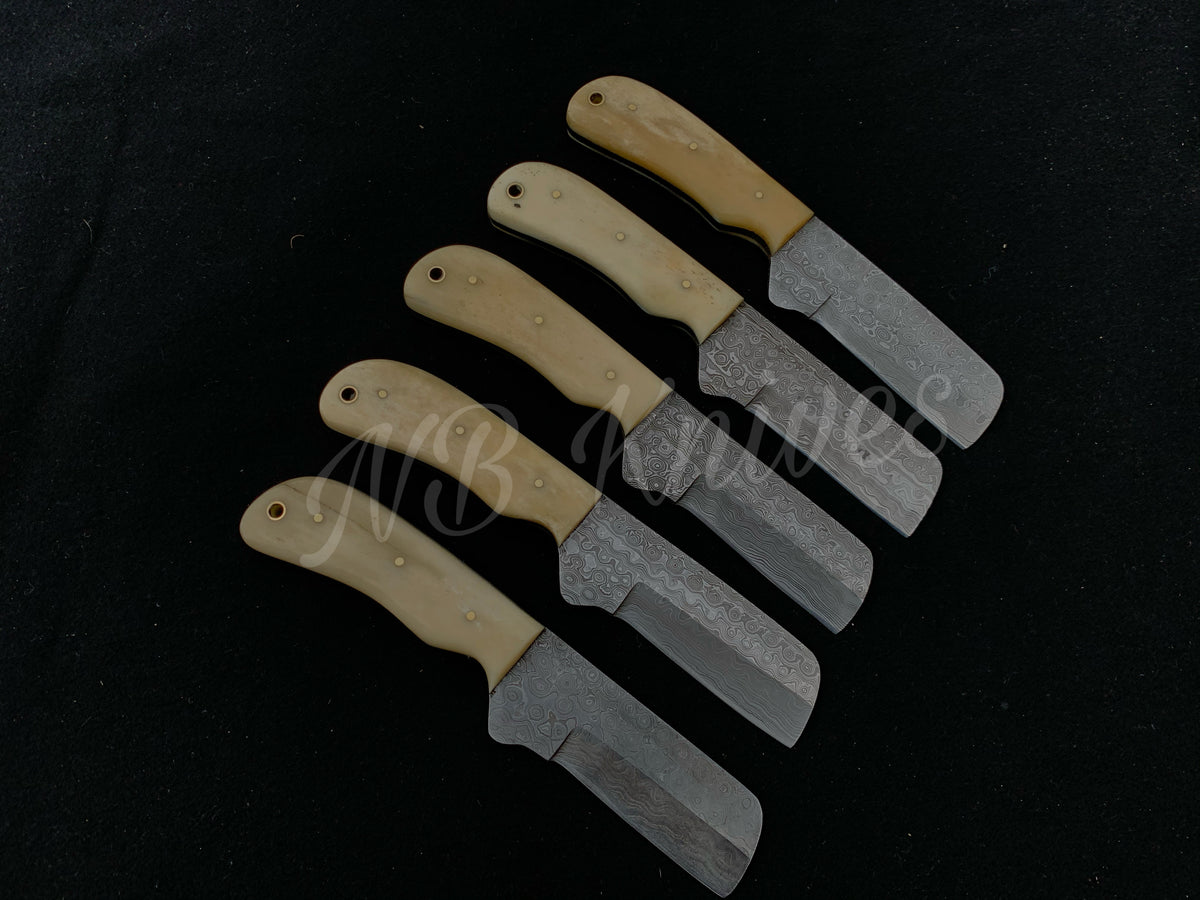 |NB KNIVES| CUSTOM HANDMADE LOT OF 5 COW BOY BULL CUTTER KNIVES WITH L ...