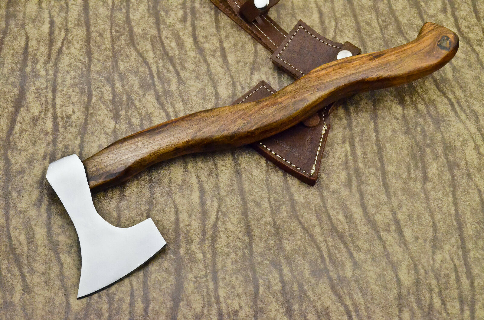 Custom Handmade 1095 Steel Axe Handle Rosewood With Beautiful Leather ...