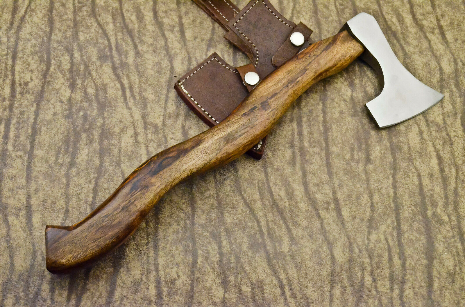Custom Handmade 1095 Steel Axe Handle Rosewood With Beautiful Leather ...