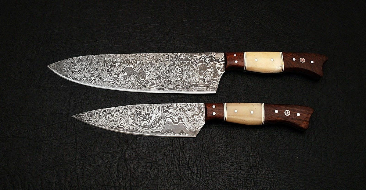 CUSTOM HANDMADE DAMASCUS CHEF KNIFE 2 PCS SET – NB Knives